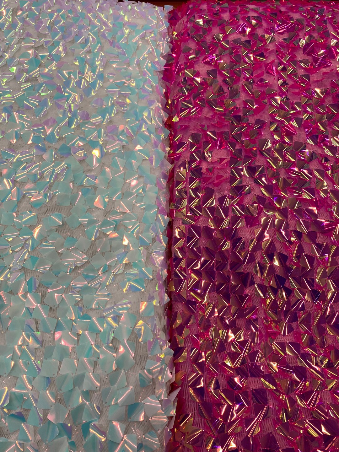 New Square Sequins Iridescent Colors Embroidered in Mesh Fabric 2-way ...