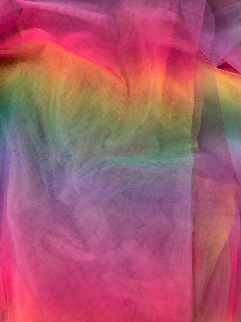 New Rainbow Design Print on Poly Stretch Mesh 2 Way Stretch | Etsy