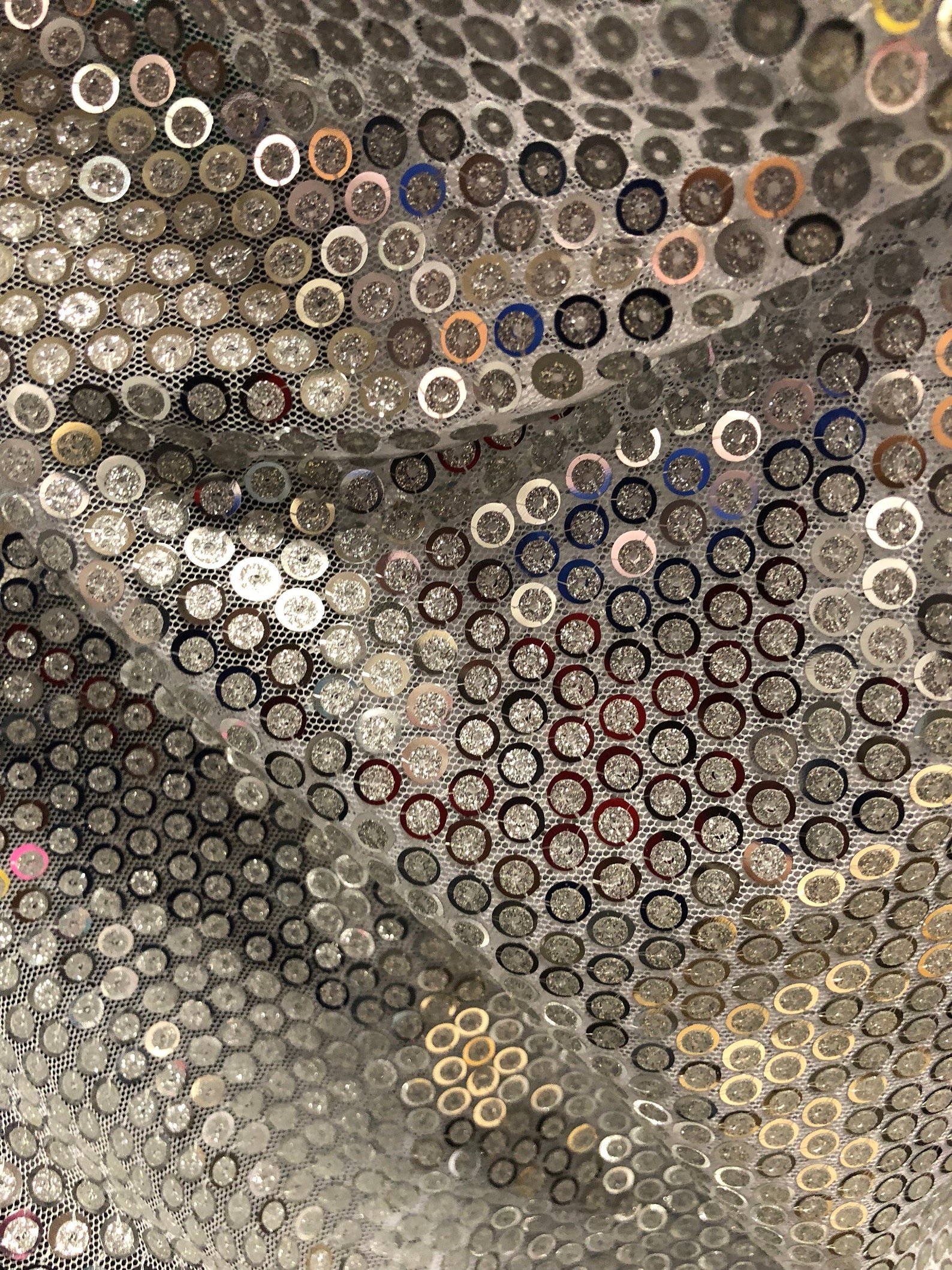 New Diamond Sequins Holo 3mm Embossed on Stretch Mesh 2way 50/52" Sold ...