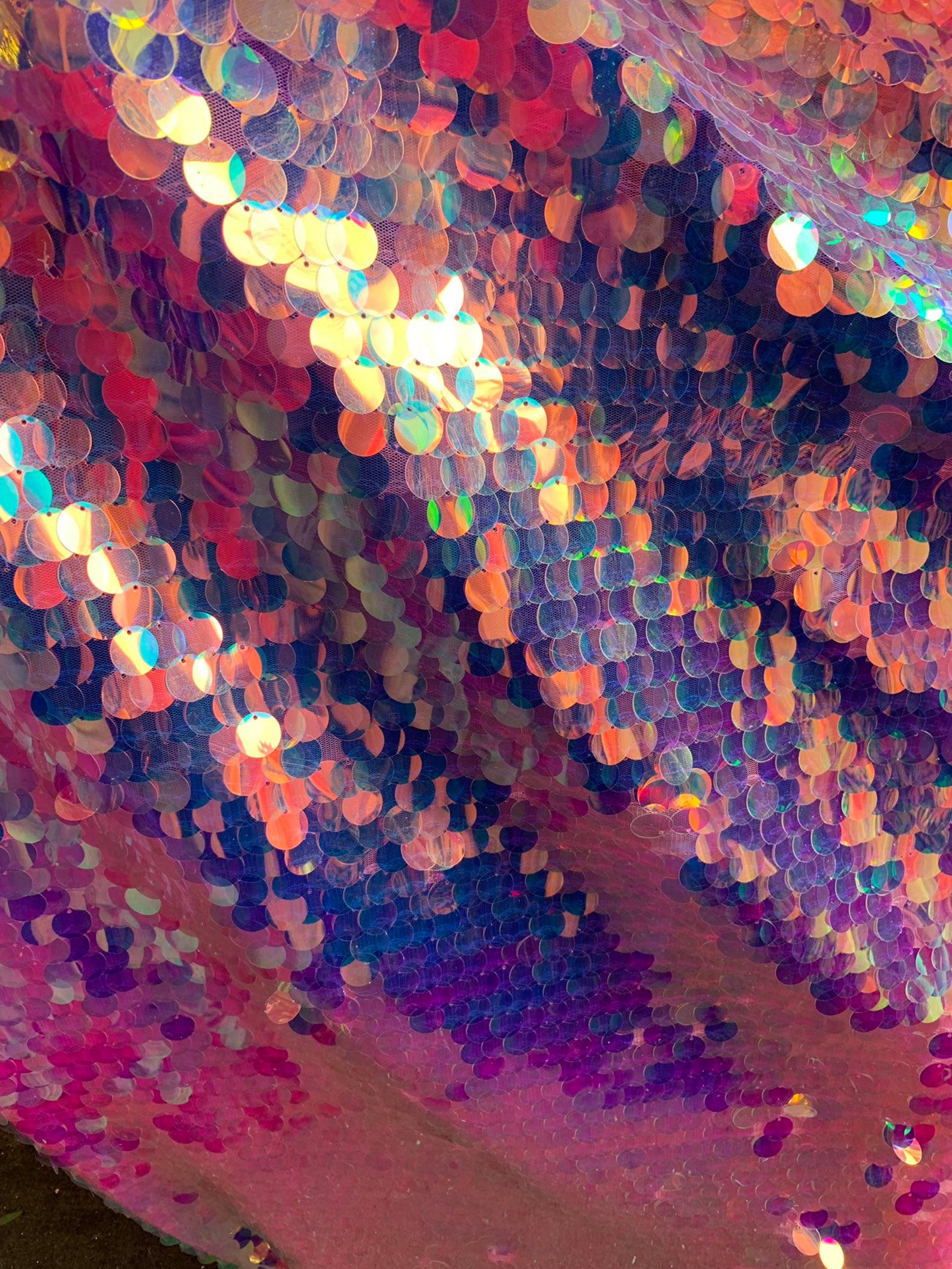 New Iridescent Pink Sequins Big Paillette Seq on Stretch Mesh | Etsy