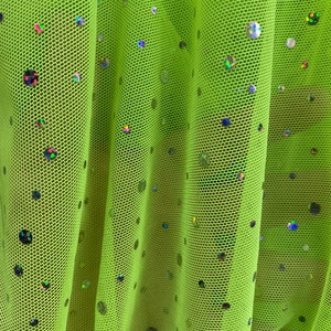 New Power Mesh Neon Green With Hologram Sequins All Over 4-way Stretch ...