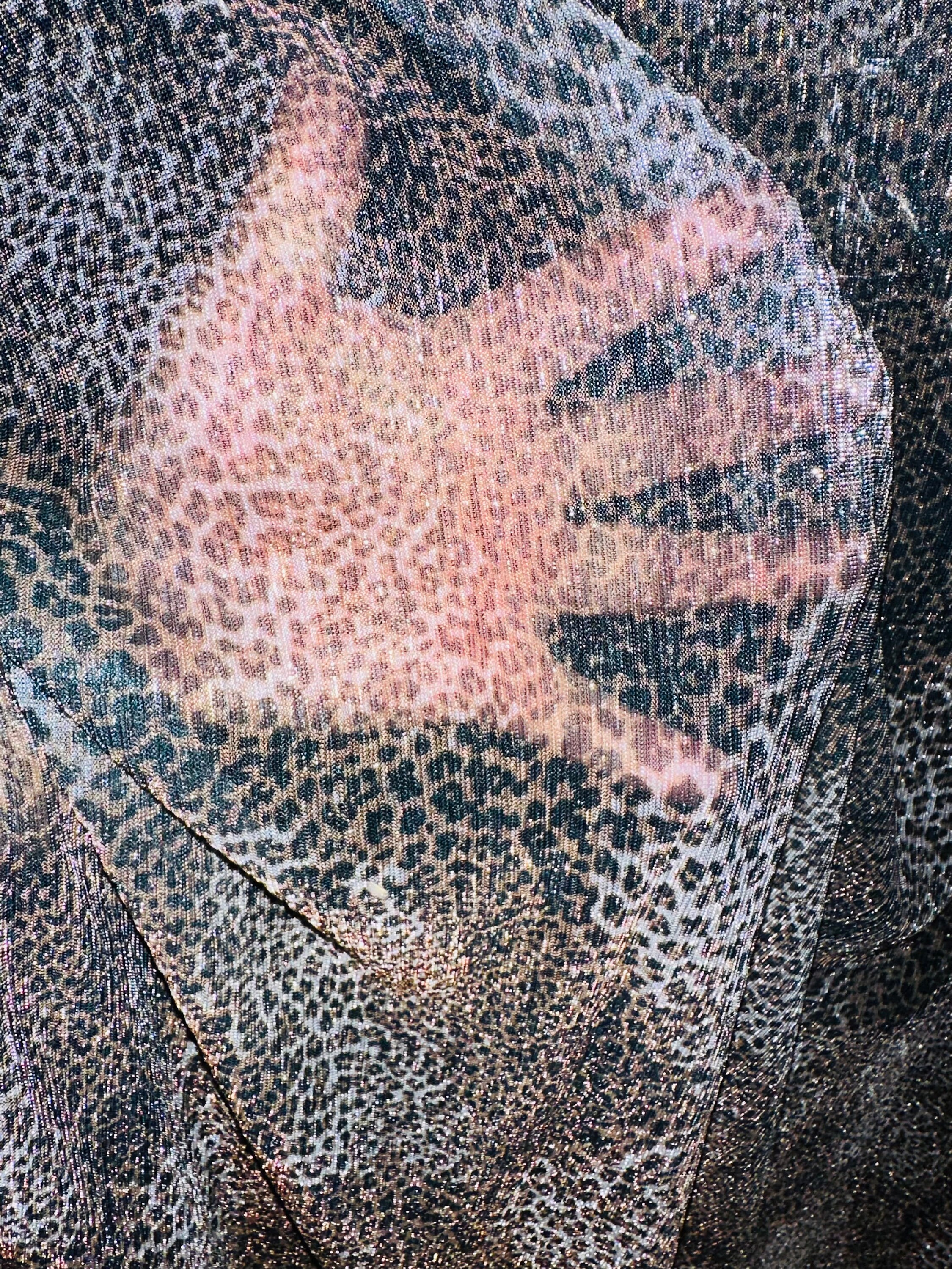 New Cheetah Design Exotic Animal Print on Pleated Metallic Lace 4-way ...