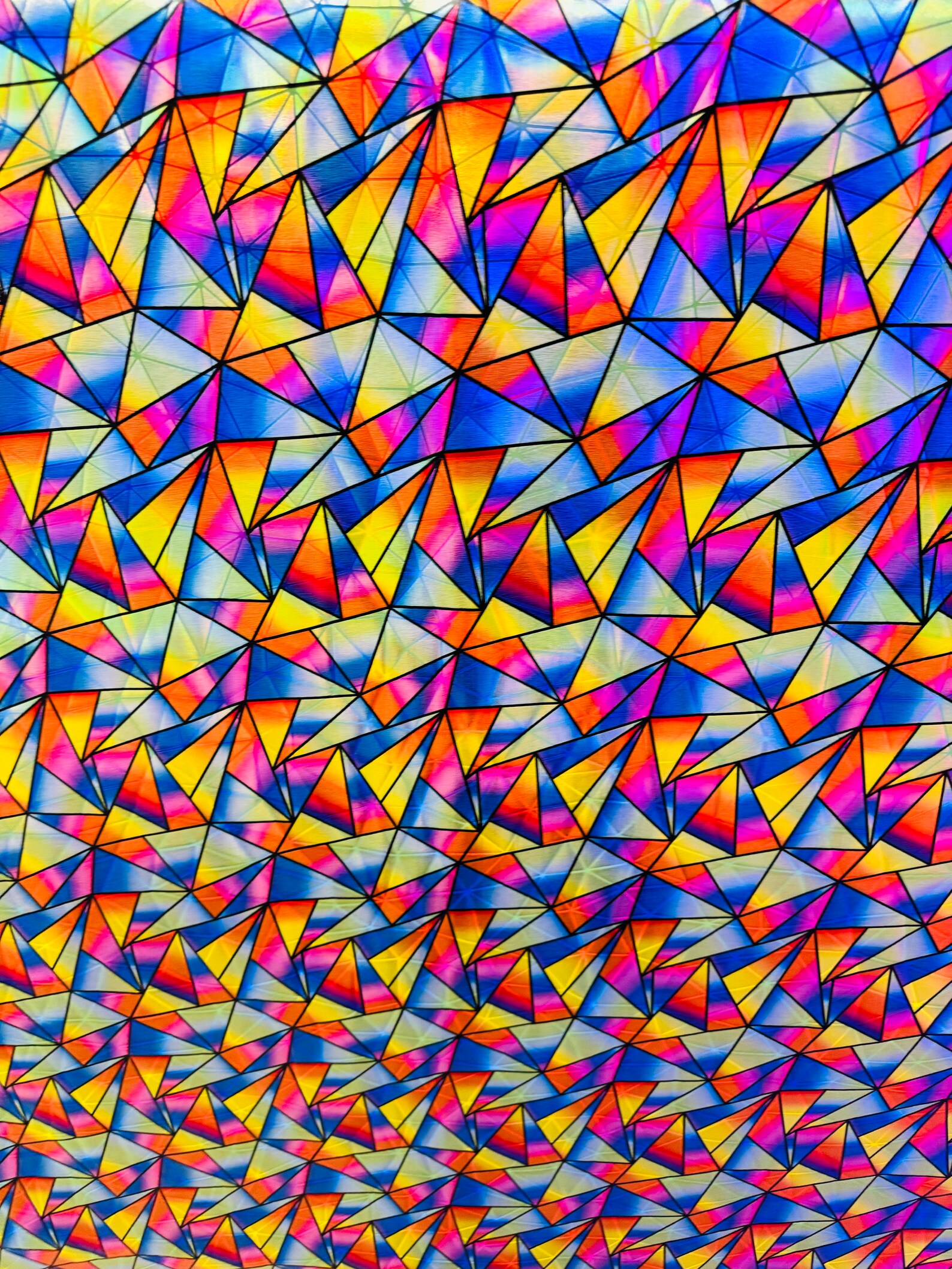 New Shattered Glass Abstract Design Iridescent Multicolor Foil All Over ...
