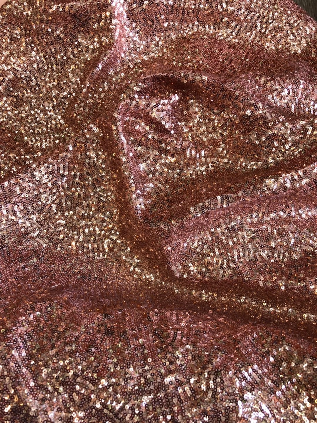 Rose Gold Mini Glitz Sequins on Heavy Spandex 4way Stretch 58/60" Sold ...