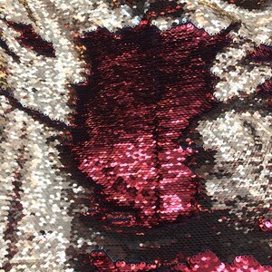 Reversible Flip up Sequins Red/gold 5mm Sequins on Spandex Base 58/60 ...
