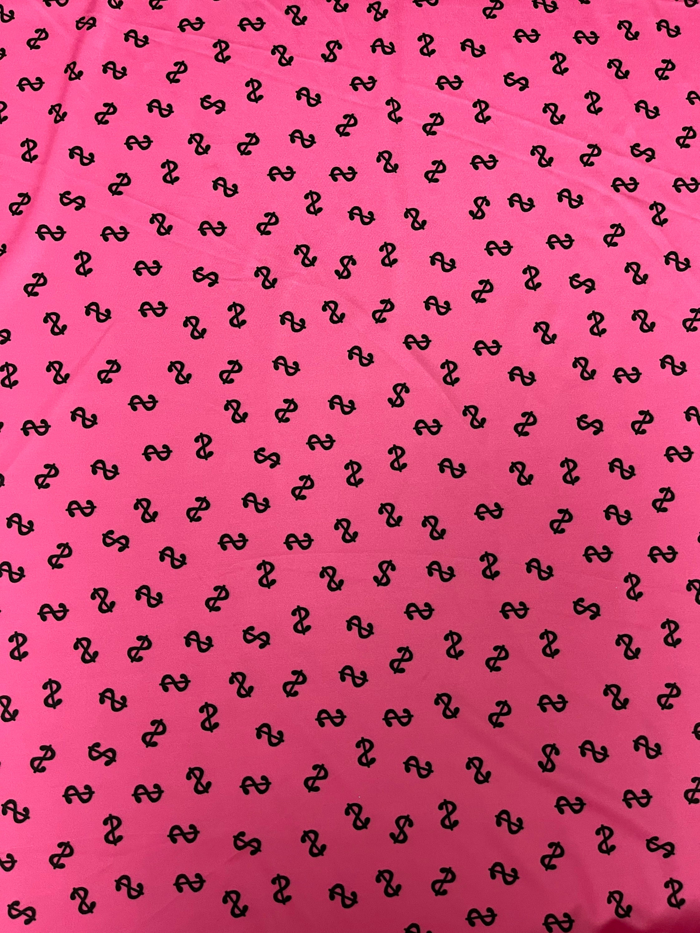 Money Symbol Design Pink/black Print on Best Quality of Nylon Spandex 4 ...