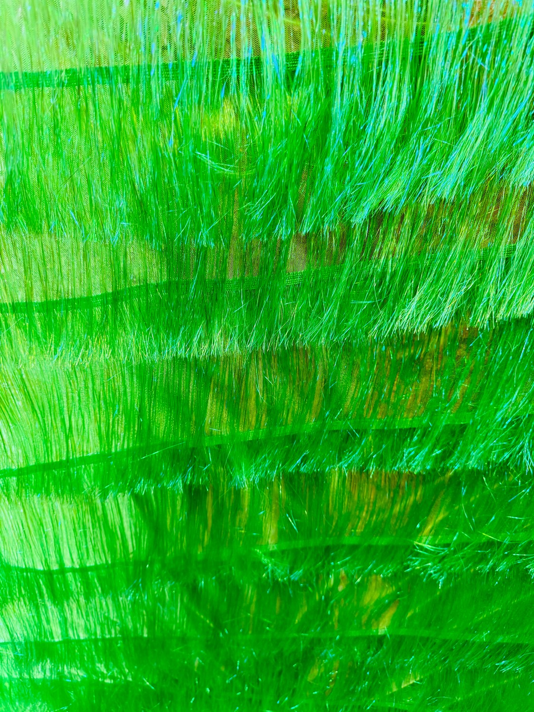 Luxury Long Hair Metallic Mesh Neon Green 4-way Stretch 58/60” High ...