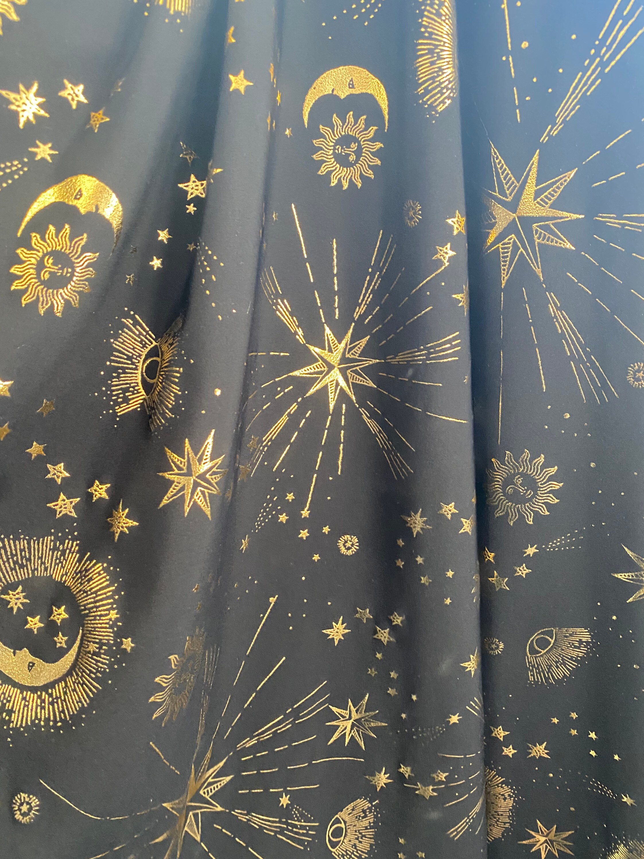 New Celestial Multi Stars Design Metallic Poly Spandex 4-way | Etsy