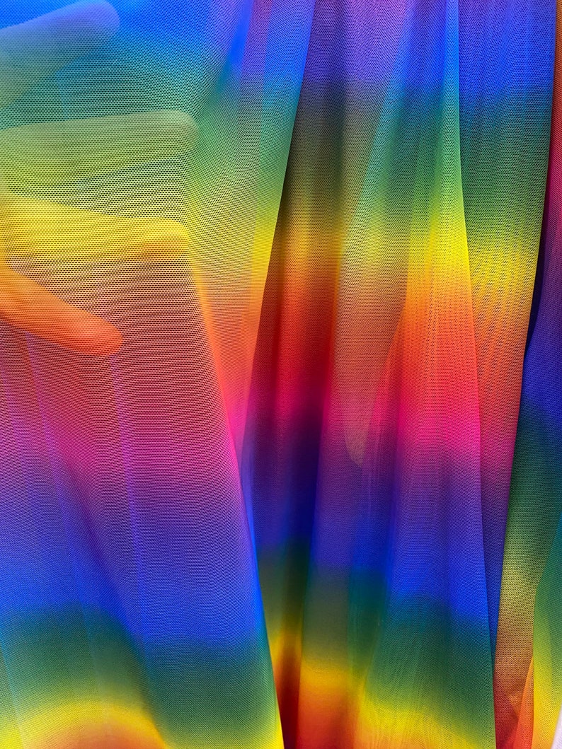 New rainbow design print on power mesh nylon spandex 4-way | Etsy
