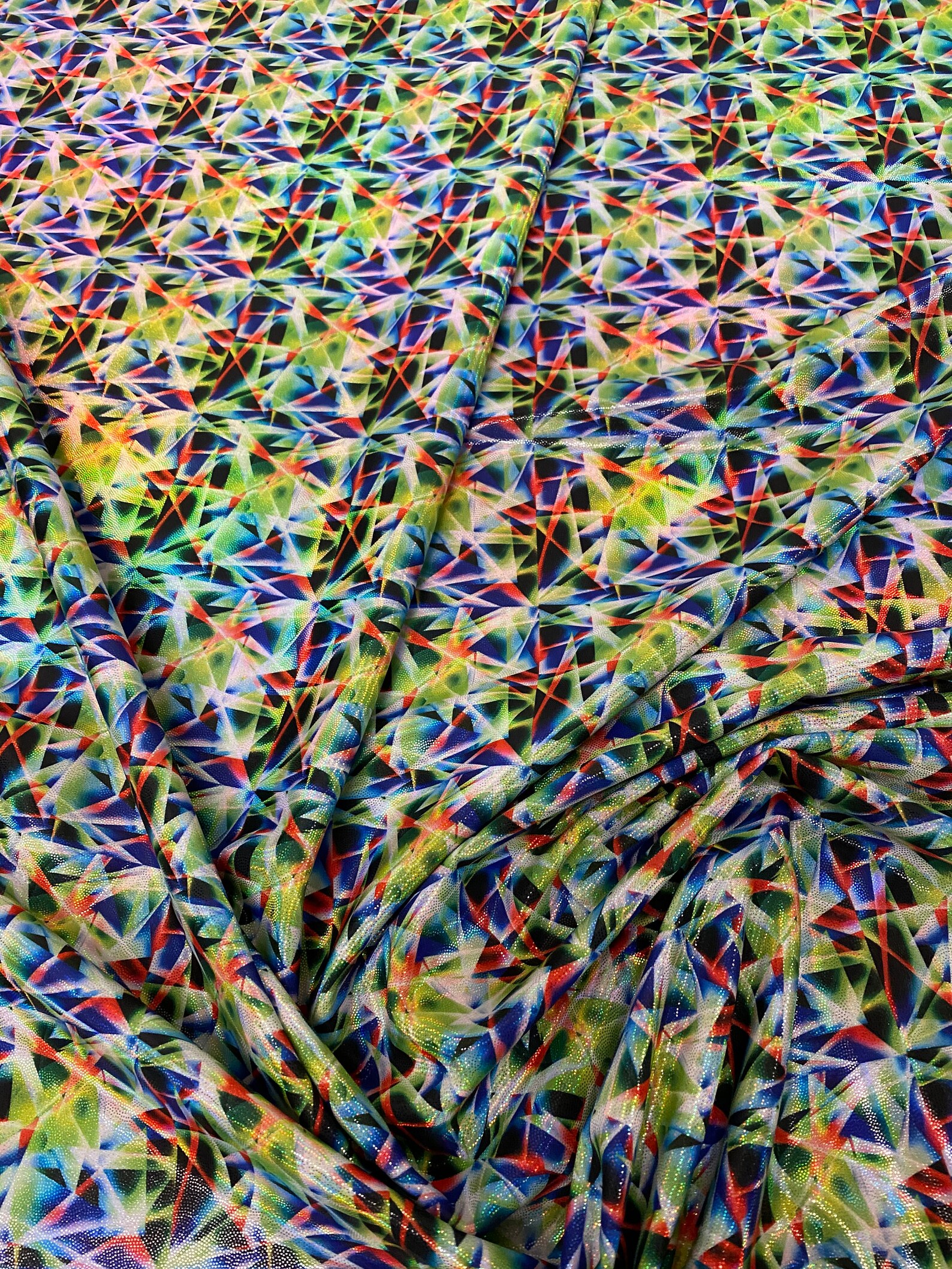 New 3D Glass Abstract Design Digital Foil Print Hologram Metallic Nylon ...