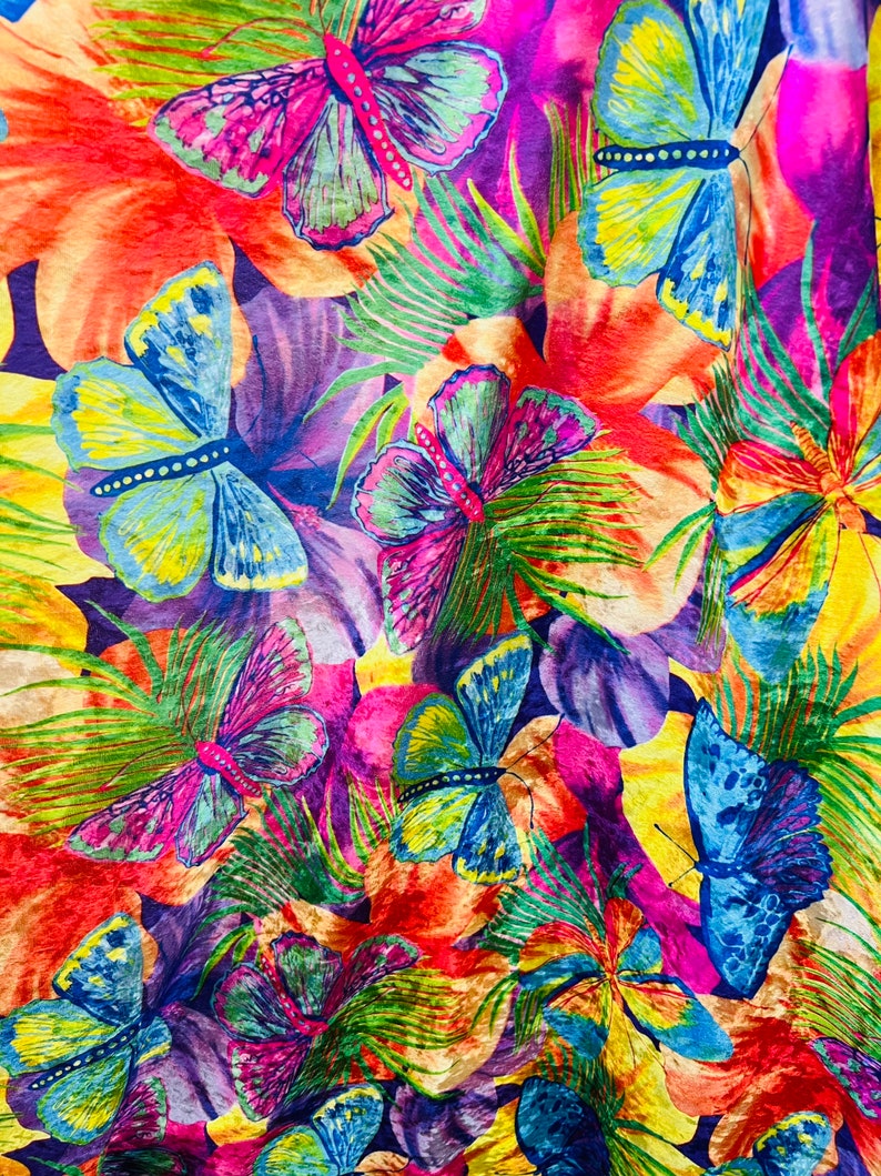 New Butterfly Design Rainbow Color Print on Poly Velour Stretch Velvet ...