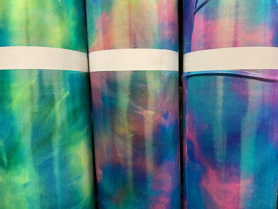 New Tie Dye Foggy Foil Metallic Nylon Spandex 4-way Stretch 58/60” Sold ...