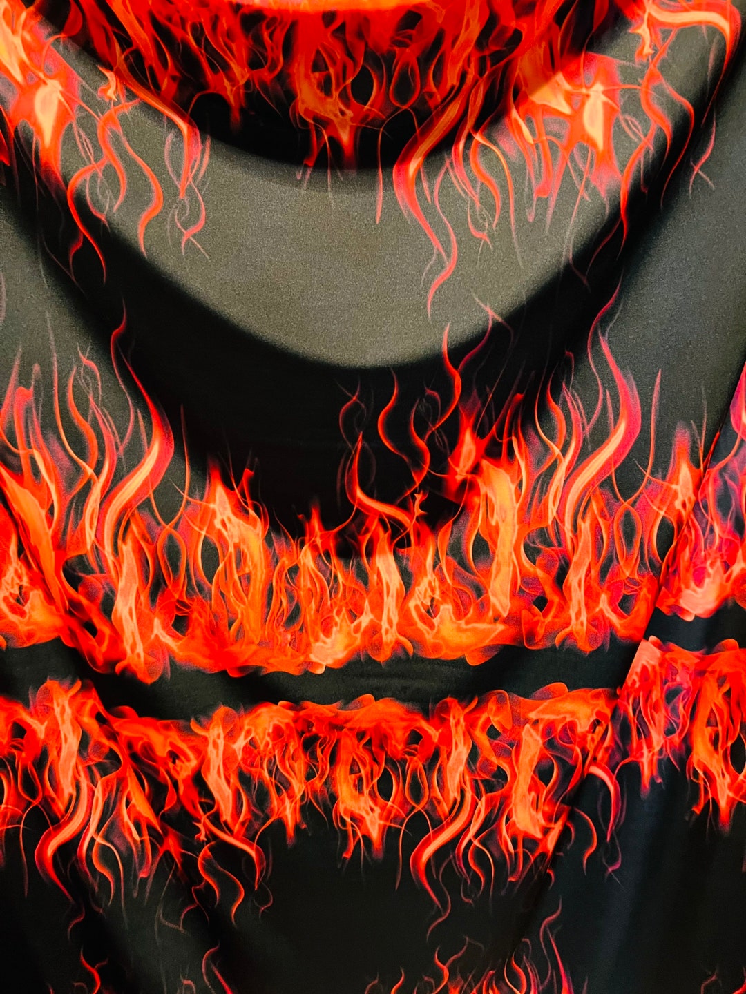 Flames Design Black/fire Print on Great Quality of Poly Spandex 4-way ...