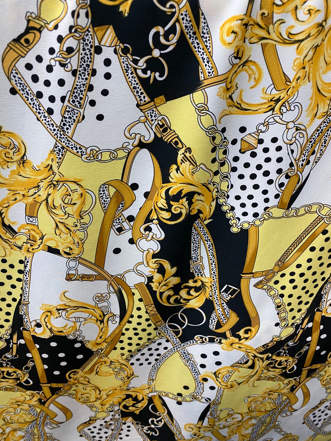New Luxury Nylon Spandex Print Modern Chain and Dots Design Medium ...