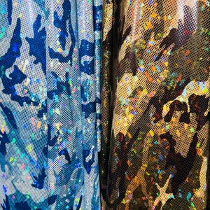 Deluxe Camouflage Design on Shattered Glass Metallic Nylon Spandex 4 ...