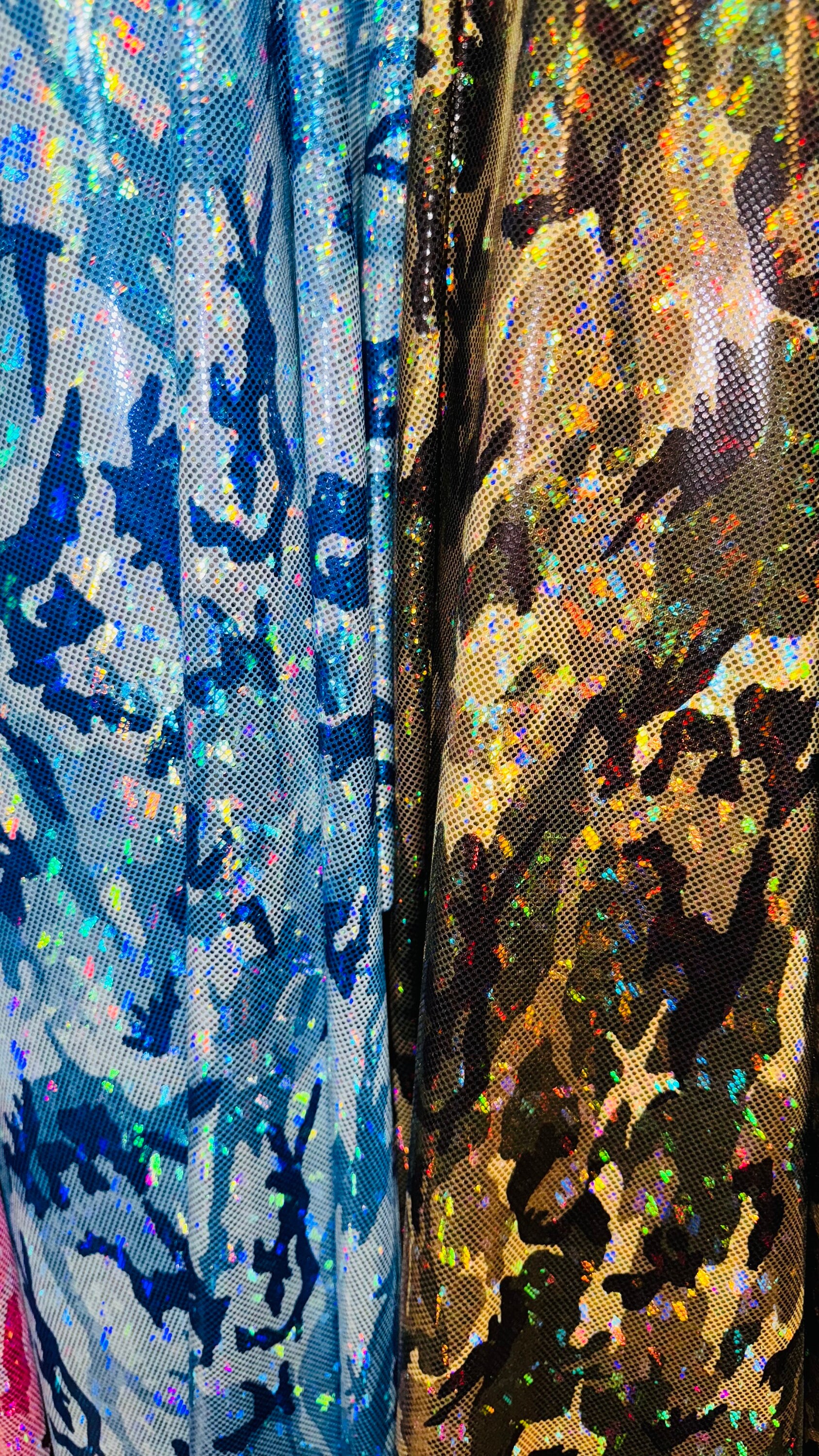 Deluxe Camouflage Design on Shattered Glass Metallic Nylon Spandex 4 ...