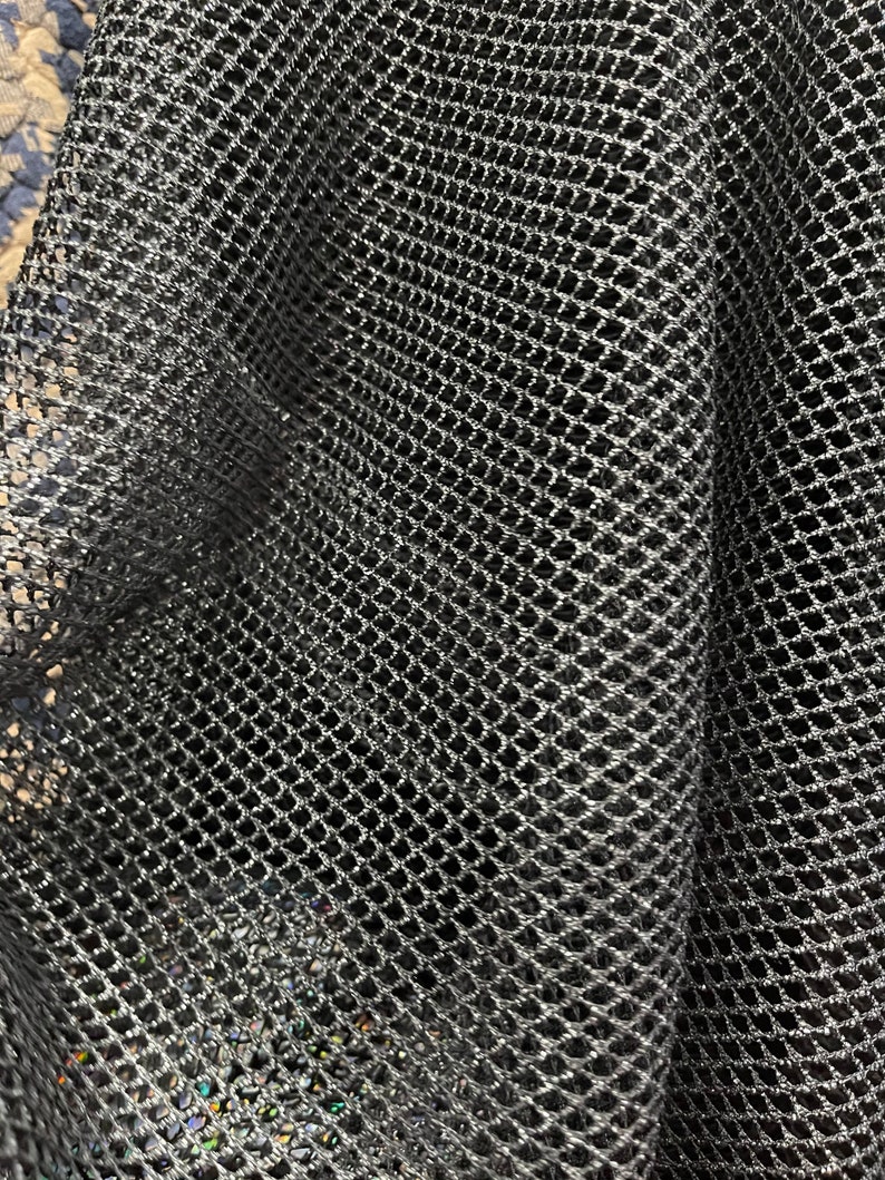 Metallic Fishnet Black/silver 2-way Stretch 58/60 Sold by the - Etsy