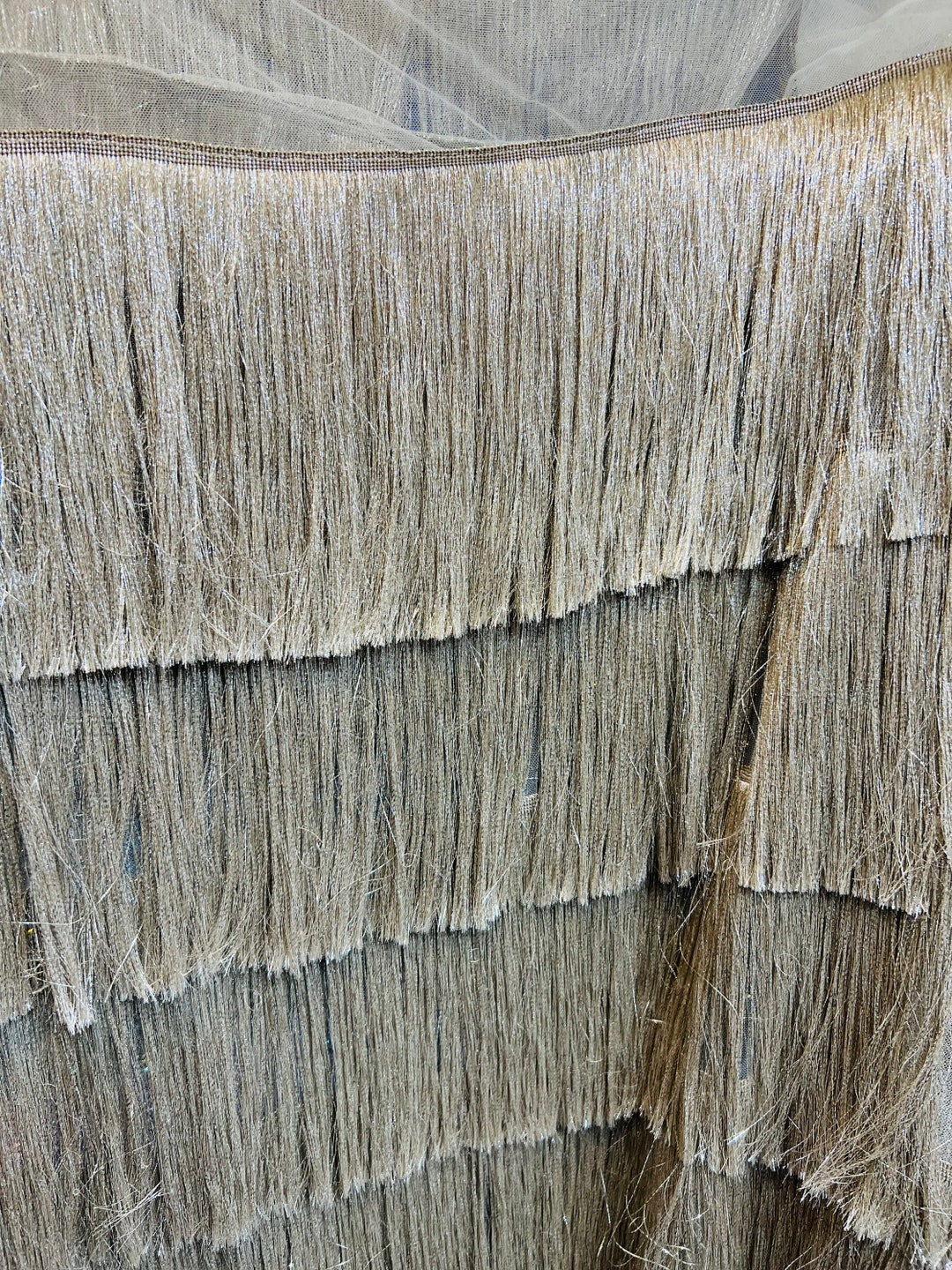 New Luxury Fringe Design Embroidered on Stretch Mesh Base Metallic Long ...