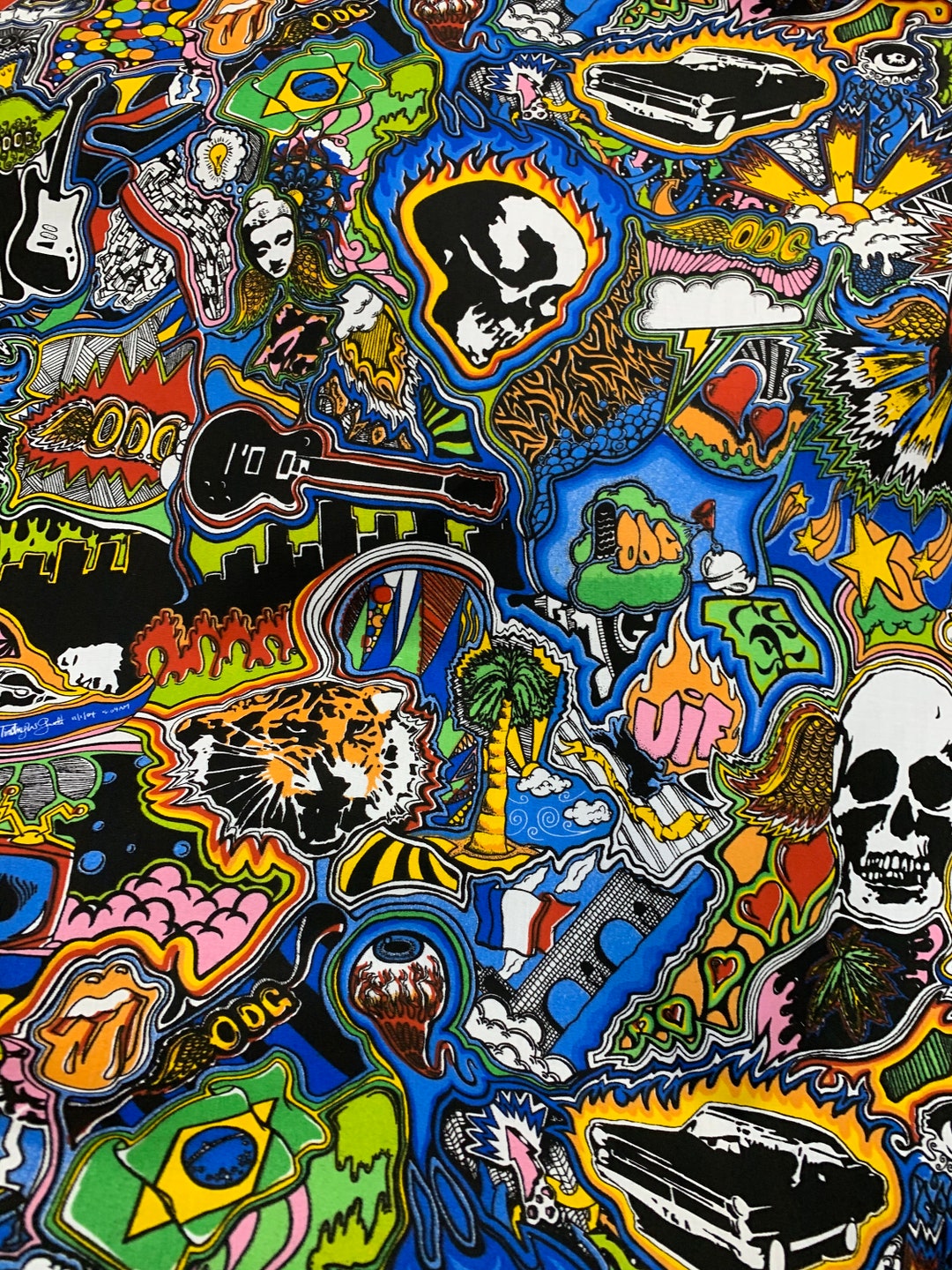 New Multi Figure Design Print on Heavy Cotton Twill Fabric Non Stretch ...