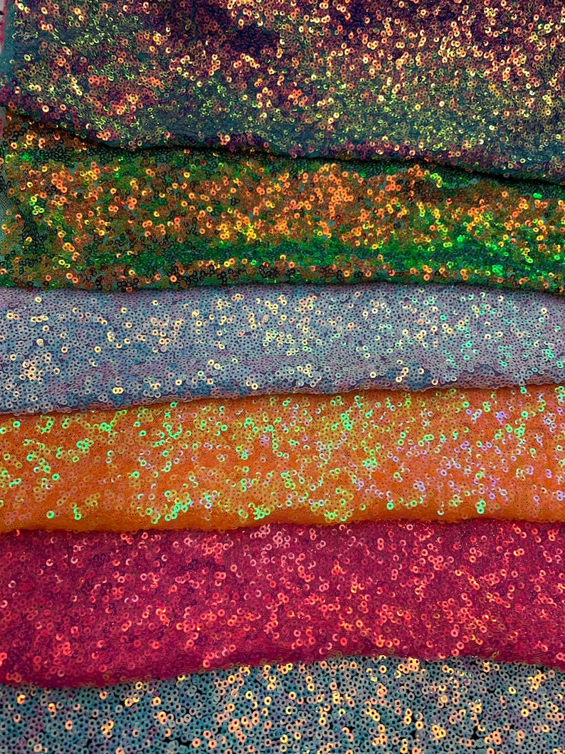 New Iridescent Mini Disco Sequins 3mm on Stretch Mesh 4way - Etsy