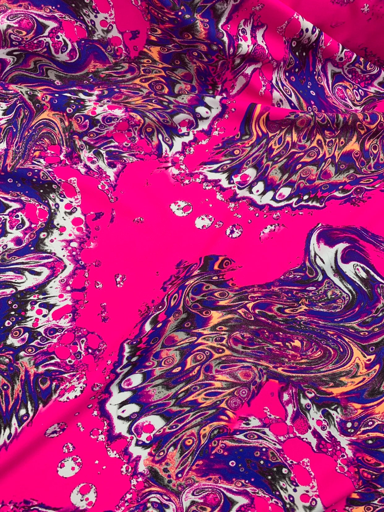 New UV Light Reflective Fabric Abstract Design on Heavy Nylon Spandex ...