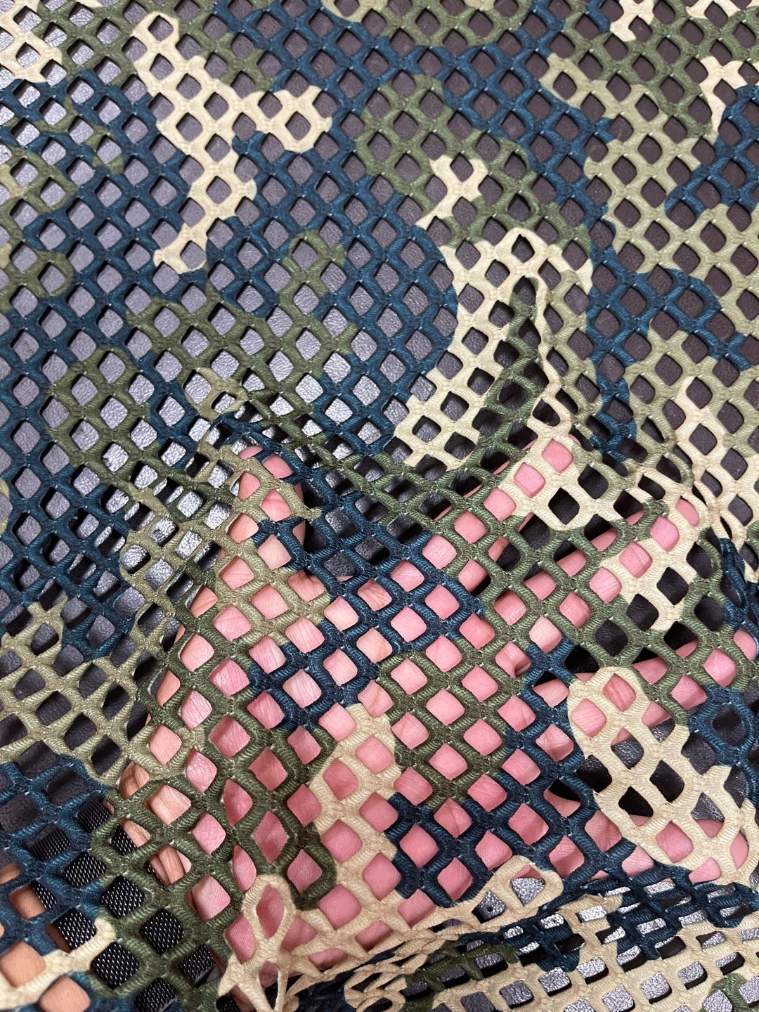 New Camouflage Design Print on Diamond Fishnet 4-way Stretch 58/60 ...