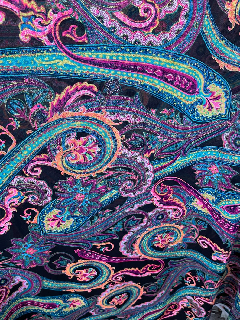 Paisley Design Multicolor Print on Great Quality of Power Mesh 4-way ...