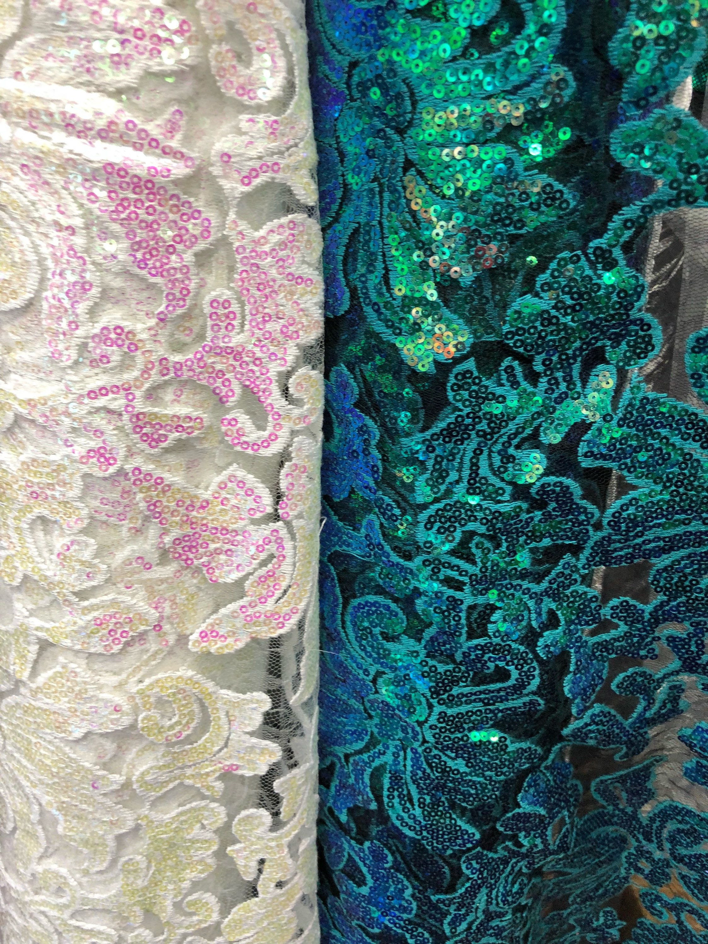 Embroidered lace kelly green and white BEYONCE design 2way | Etsy