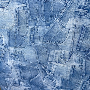 Jeans Design Denim Looking Print on Vinyl Non Stretch Heavy Weight 58/ ...