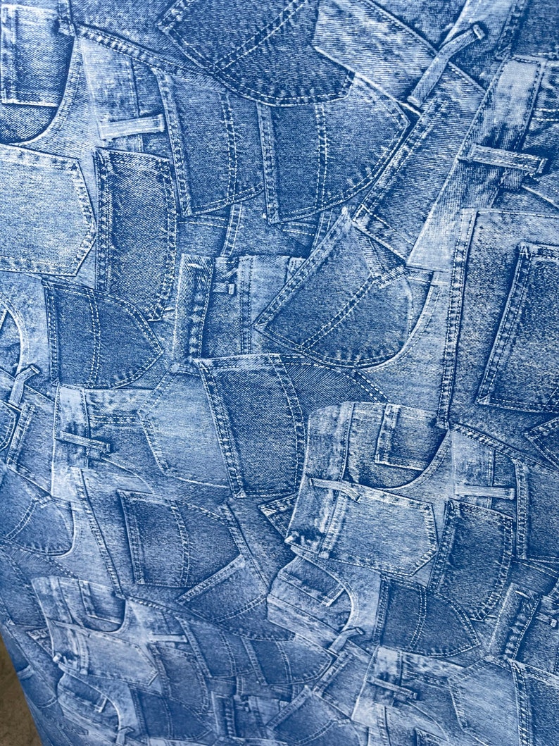 Jeans Design Denim Looking Print on Vinyl Non Stretch Heavy Weight 58/ ...
