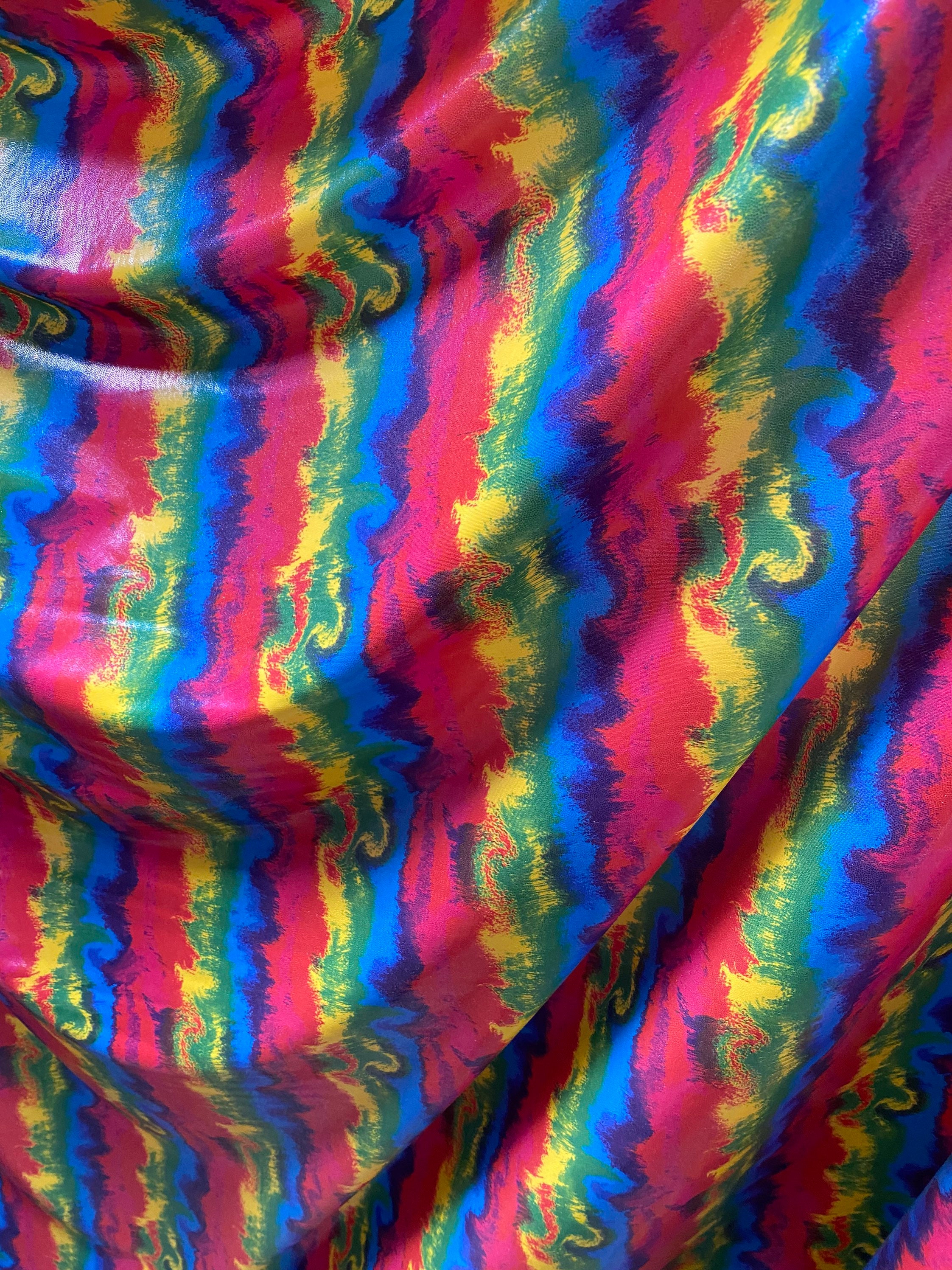 New Lava Design Rainbow Color Print Nylon Spandex With Clear Foggy Foil ...