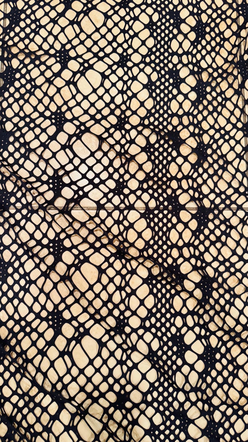 Black Fishnet Lacer Cut Design 4-way Stretch Nylon Spandex 58/60” High ...