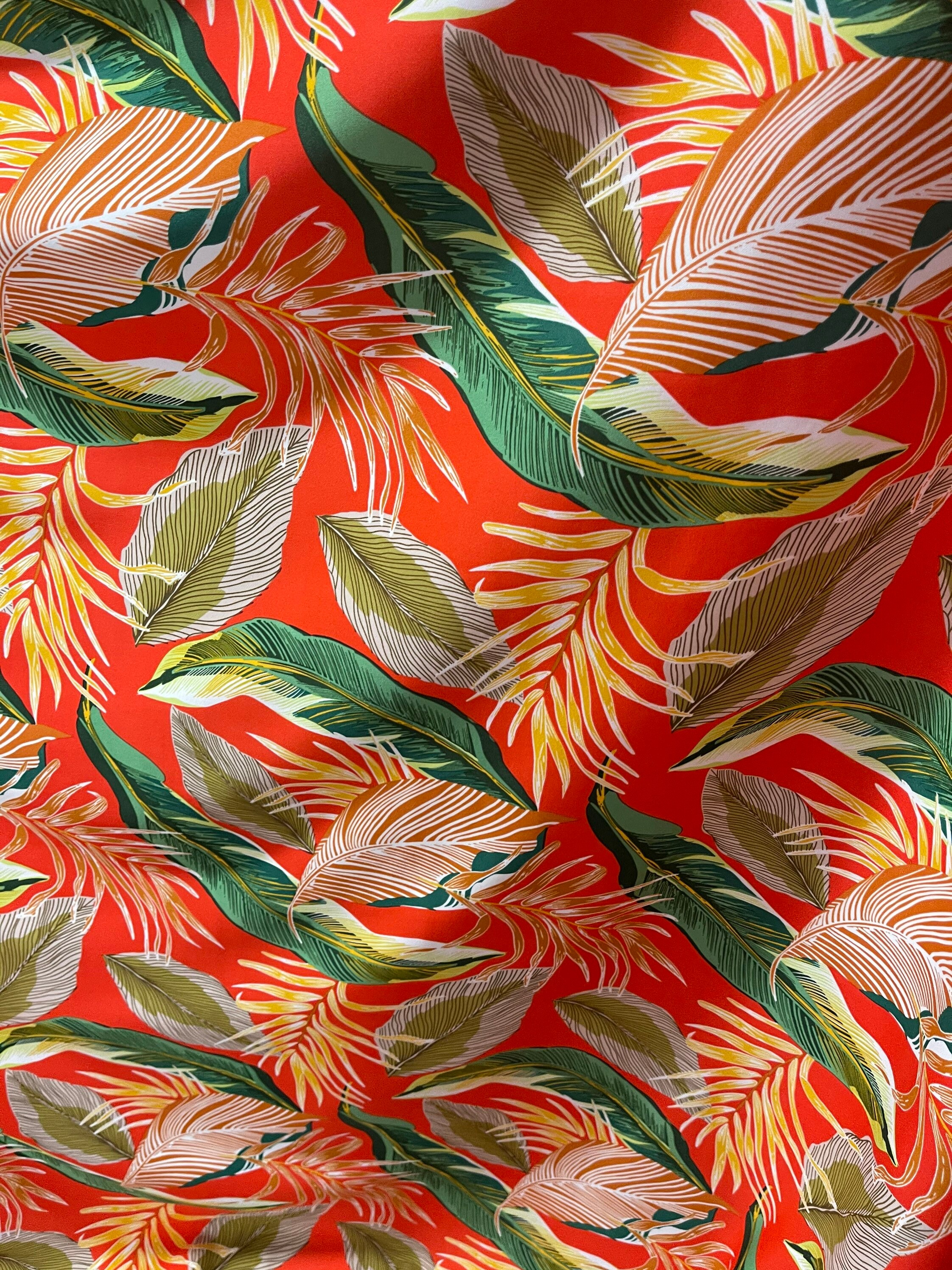 Tropical Leaf design print on super techno 2-way stretch | Etsy