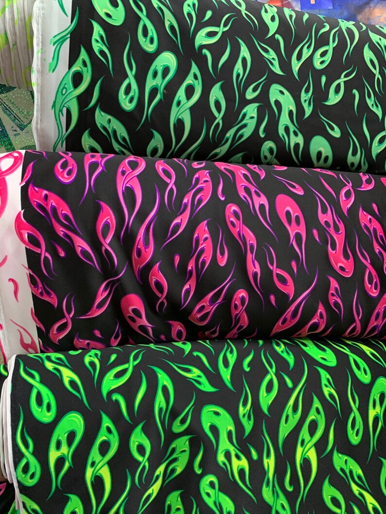 New Modern Fire Flame Design Print on Heavy Nylon Spandex 4way Stretch ...