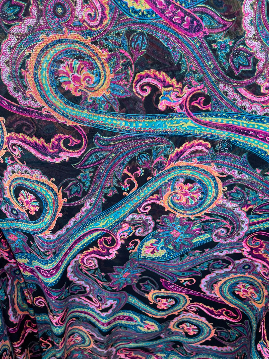 Paisley Design Multicolor Print on Great Quality of Power Mesh 4-way ...