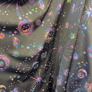 New Celestial Multi Stars Design Metallic Nylon Spandex 4-way Stretch ...