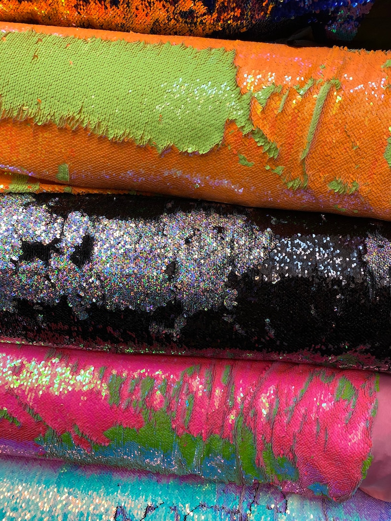 New Luxury Iridescent Mermaid Sequins on Spandex Base 2-tone Sequins 2 ...