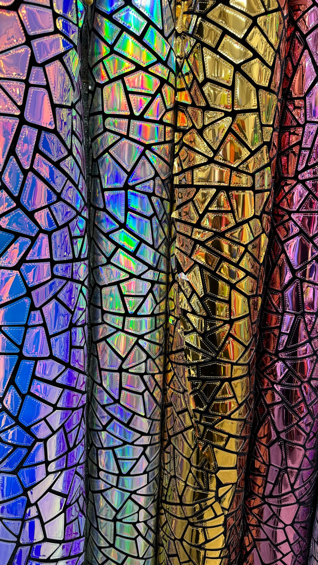 Deluxe Shattered Glass Design Metallic Iridescent Foil Geometric ...