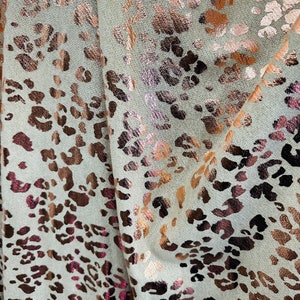 New French Terry Fabric With Foil Leopard Design High Quality 2-way ...