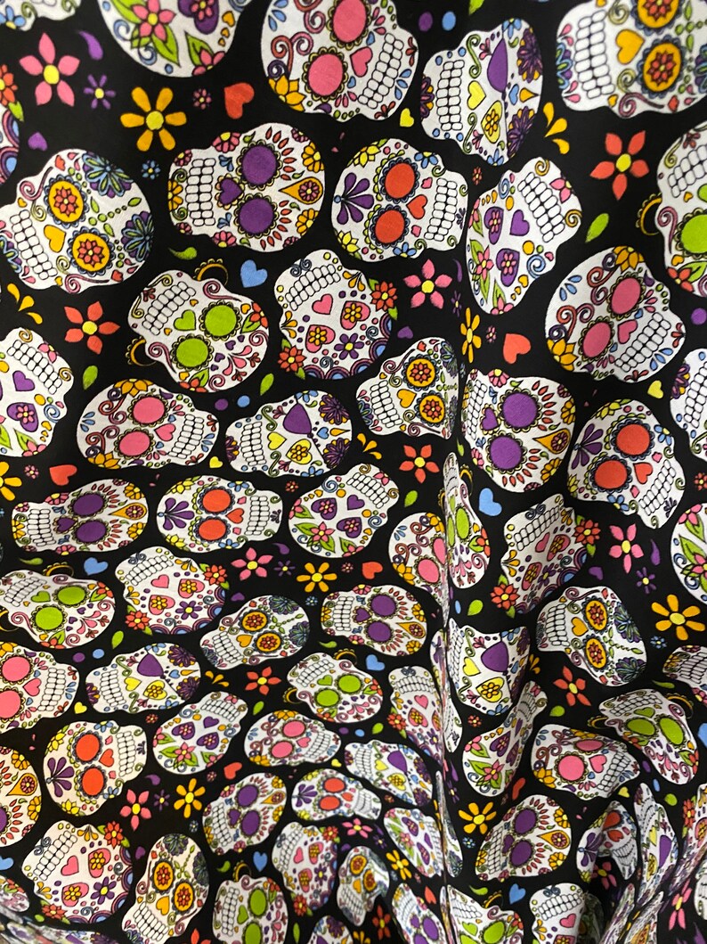 100% Cotton Skull Print Design Multicolor Very Soft Fabric Non - Etsy
