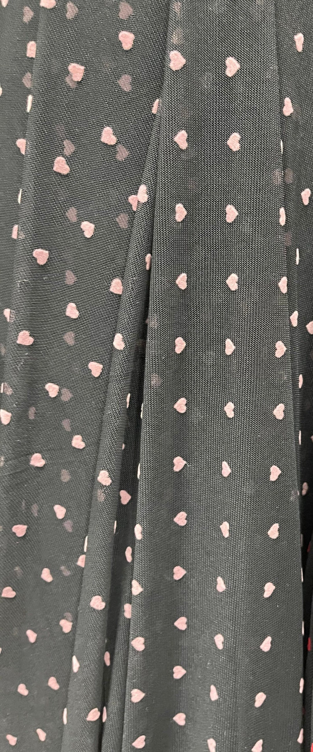 Hearts Design on Stretch Flocking Mesh See-through 4-way Stretch 58/60 ...