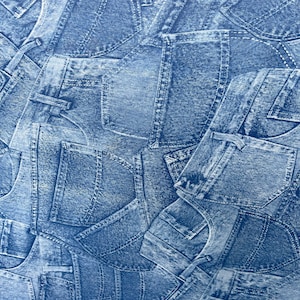 Jeans Design Denim Looking Print on Vinyl Non Stretch Heavy Weight 58/ ...