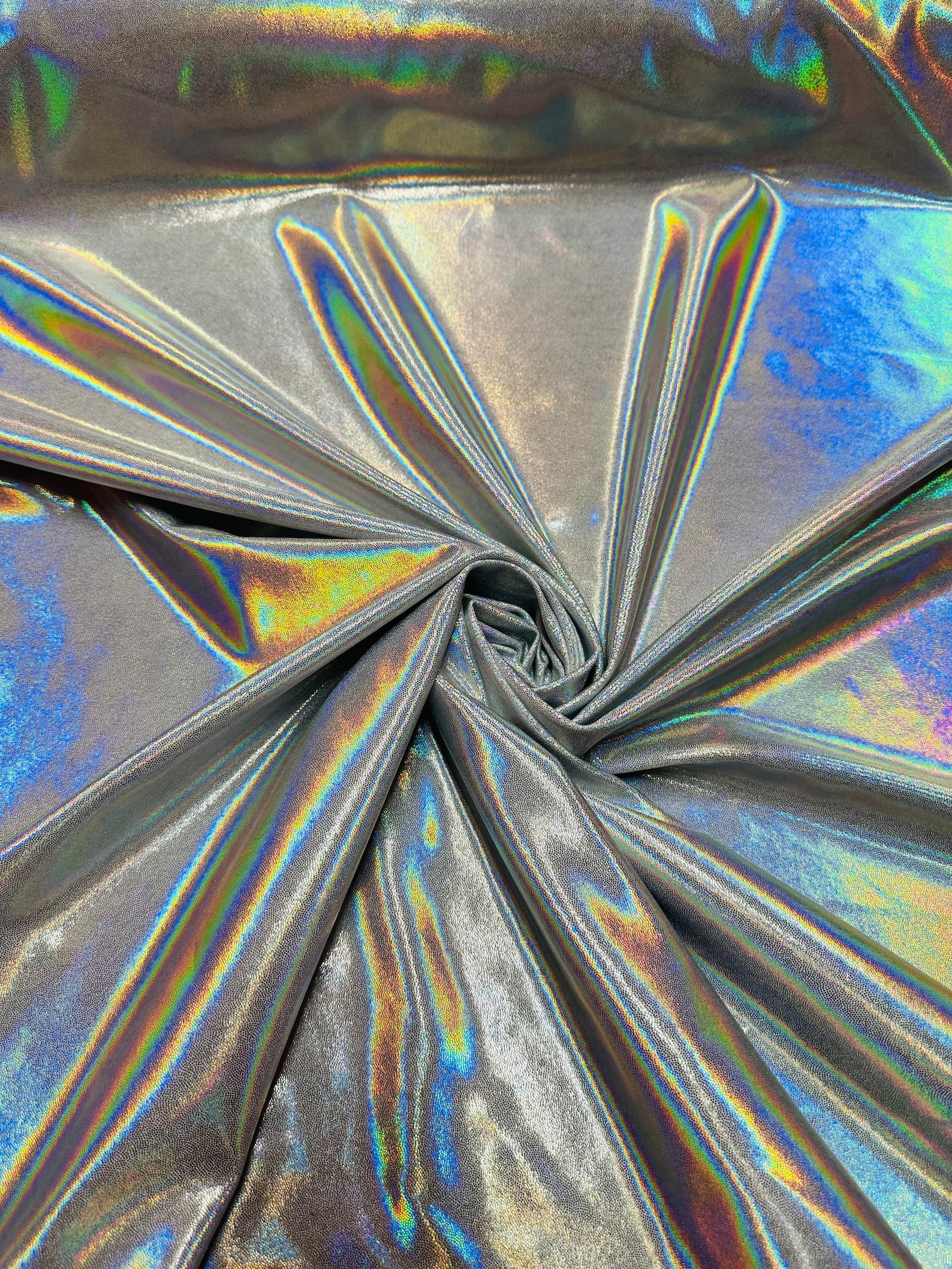 Oil Slick Design Iridescent White Silver Foggy Foil Hologram Metallic ...
