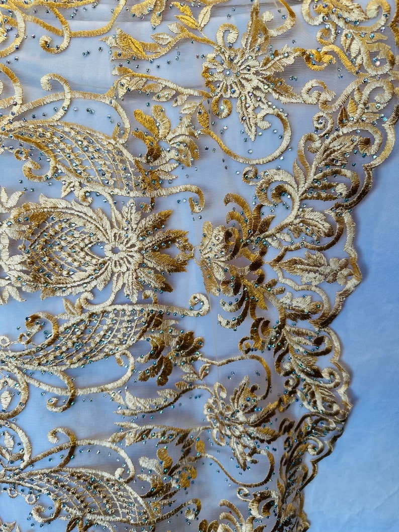 Luxury Rhinestone France Lace High Quality Embroidered Lace 2-way ...