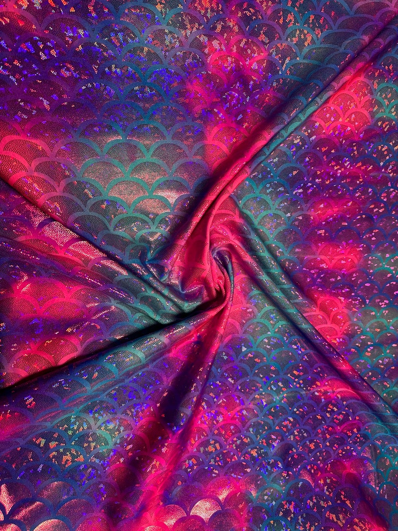 Sirena Design Cotton Candy Color Hologram Metallic Nylon Spandex 4-way ...