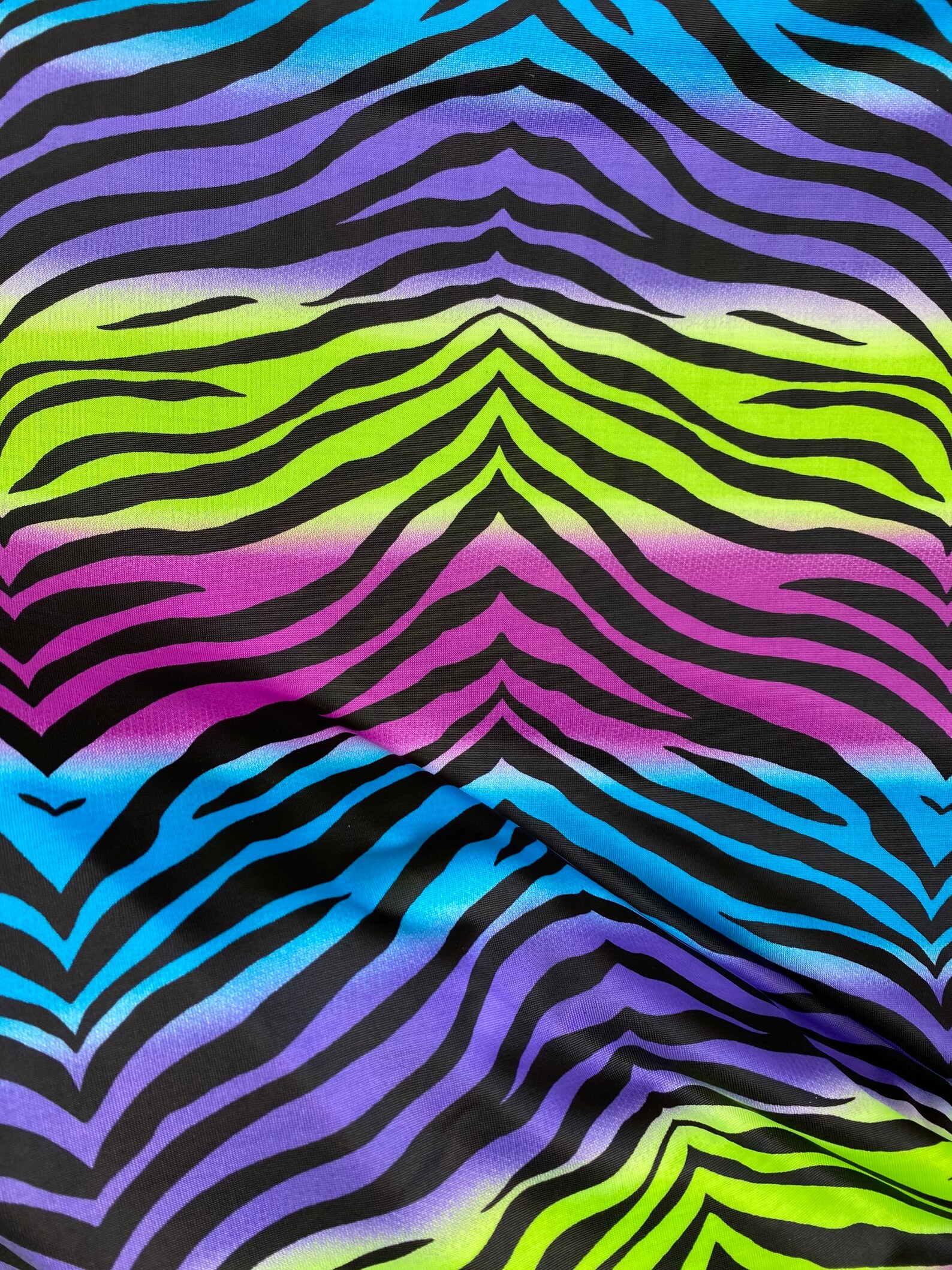 New Zebra Design Rainbow Neon Green Multi Poly Spandex 4-way - Etsy