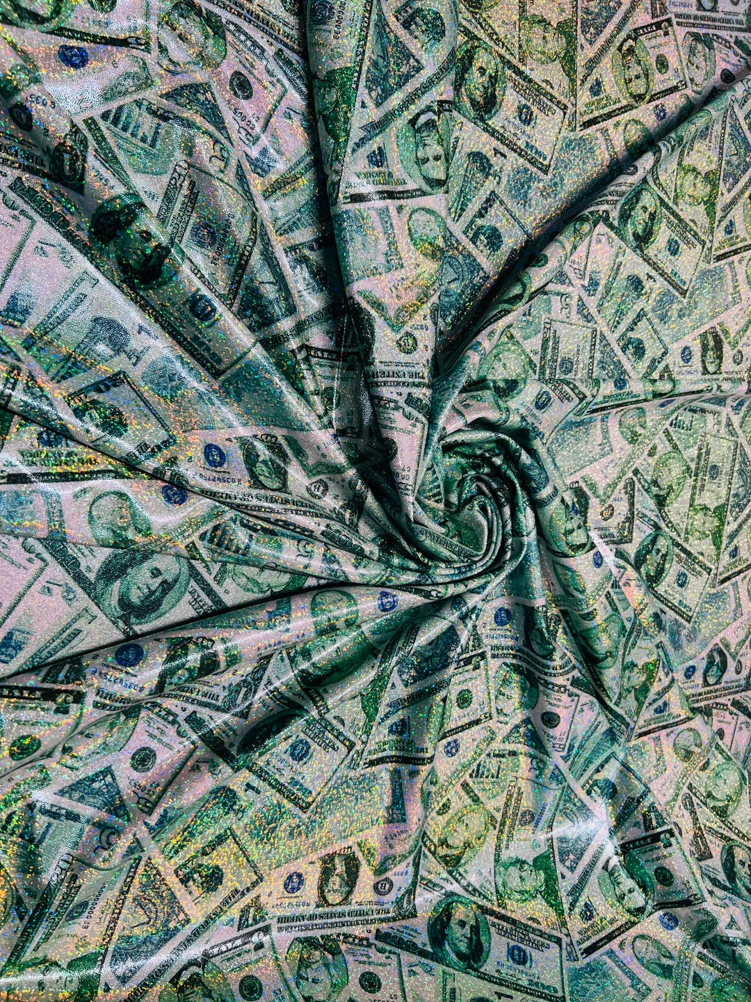 New Money Design Multi Dollars Design Hologram Metallic Tie Dye Nylon ...