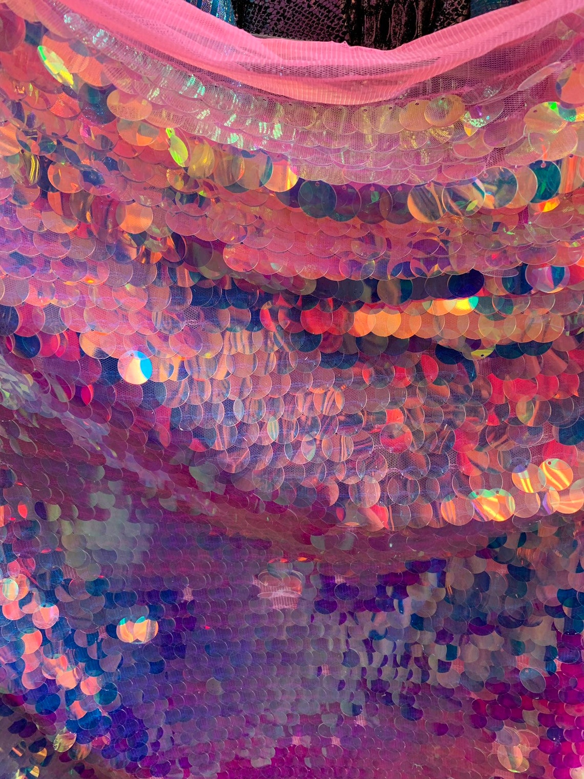 New Iridescent Pink Sequins Big Paillette Seq on Stretch Mesh | Etsy
