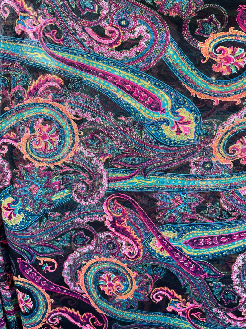 Paisley Design Multicolor Print on Great Quality of Power Mesh 4-way ...