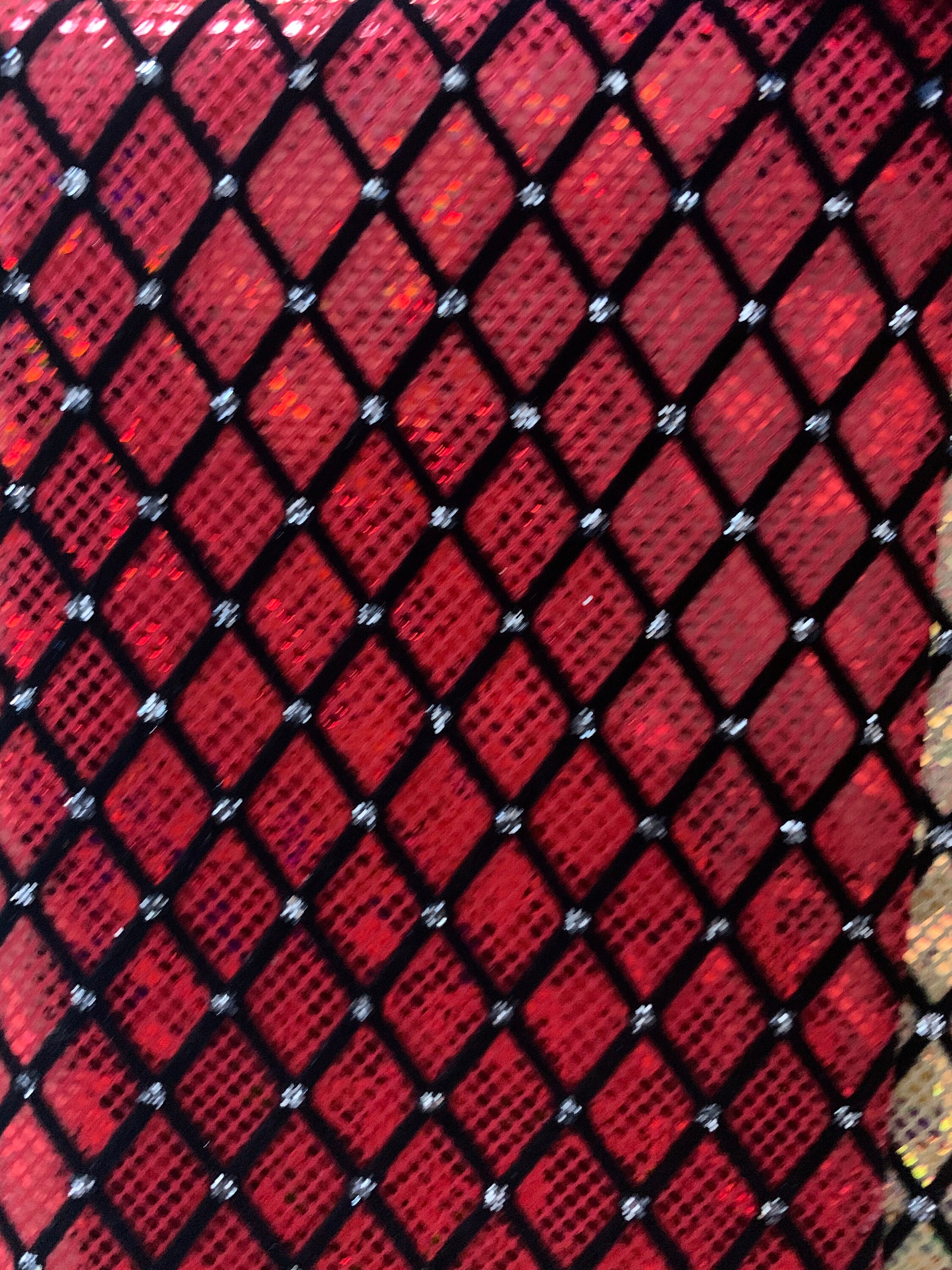 New Diamond Design Metallic Nylon Spandex Shatter Glass With Flocking ...